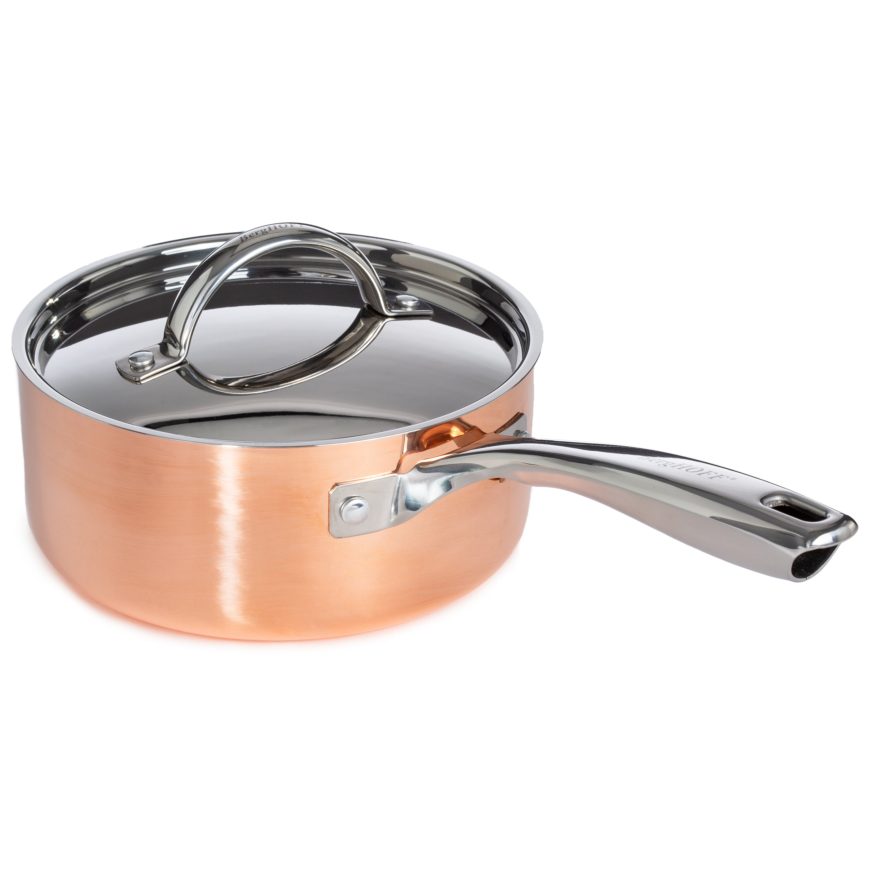BergHOFF Vintage 10pc Tri-Ply Copper Cookware Set with Lids, Polished
