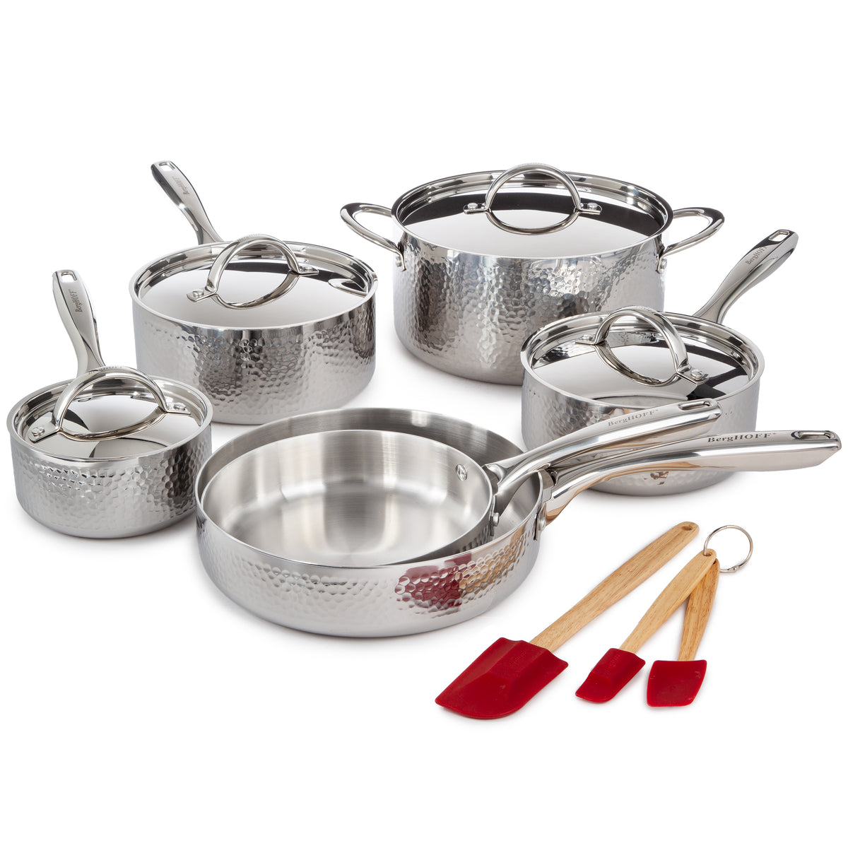 Vintage 13pc Tri-Ply 18/10 Stainless Steel Cookware with Spatulas Set ...