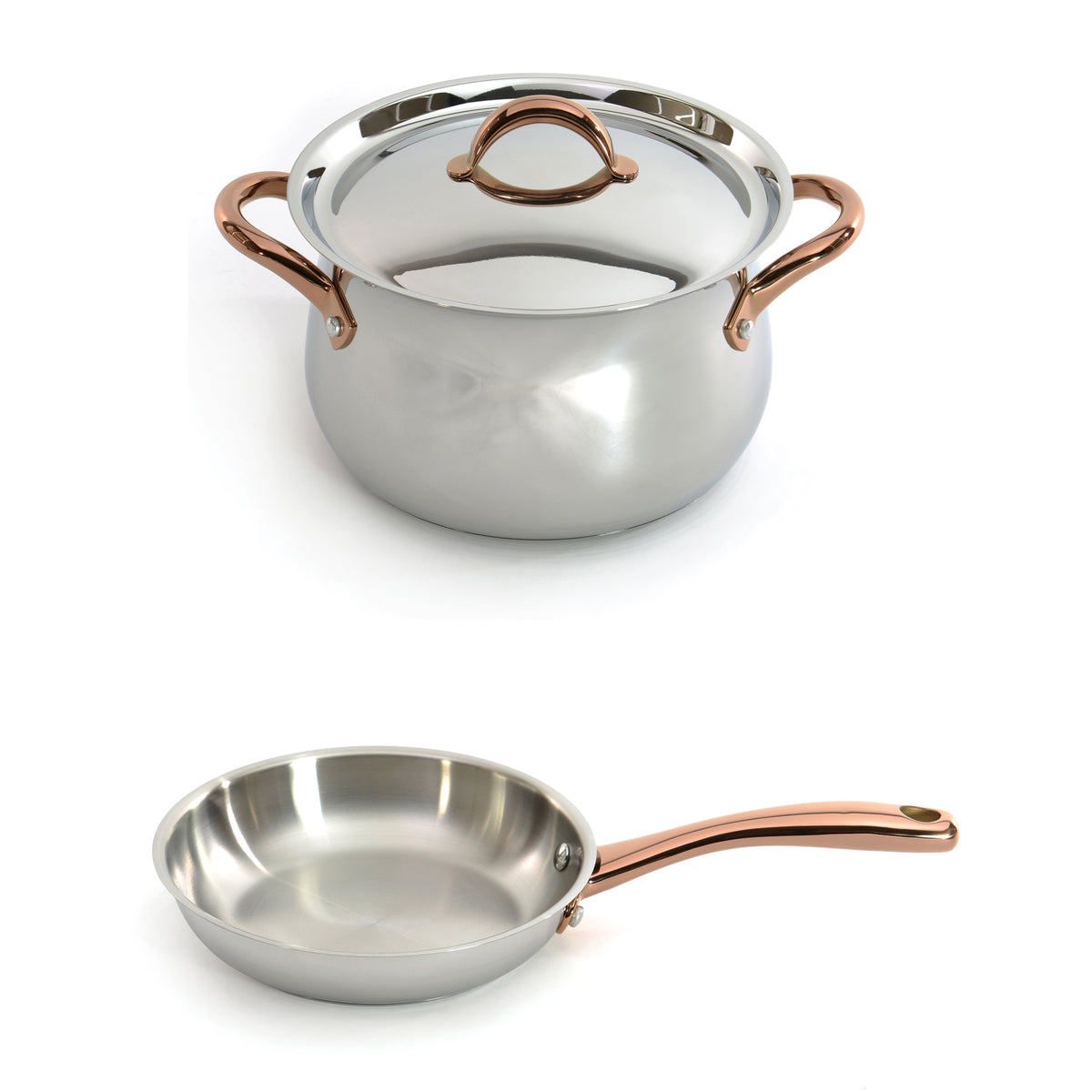 Ouro Gold 3pc 18/10 Stainless Steel Starter Set, SS Lids , Rose Gold ...