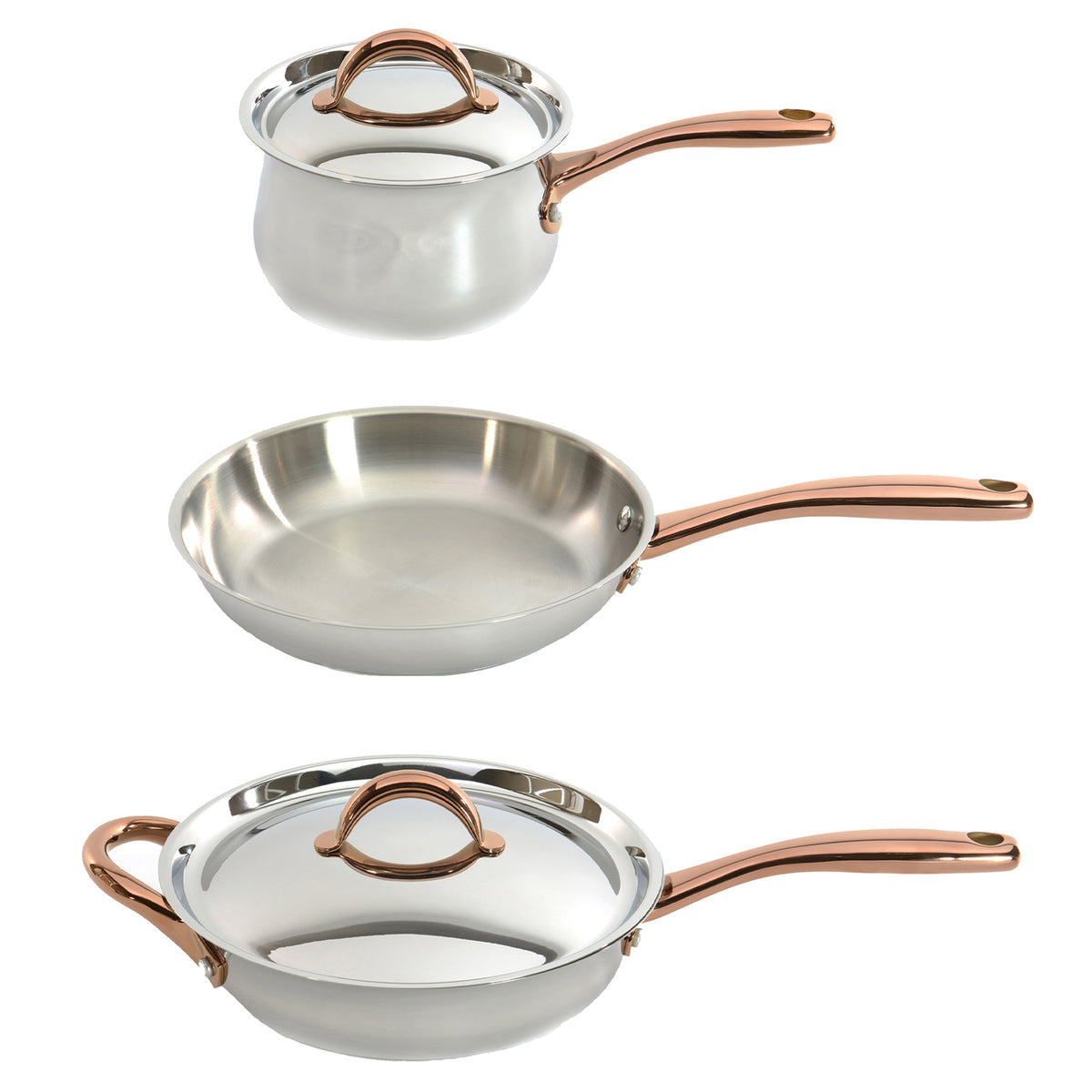Ouro Gold 5Pc 18/10 Stainless Steel Starter Set, SS Lids, Rose Gold ...