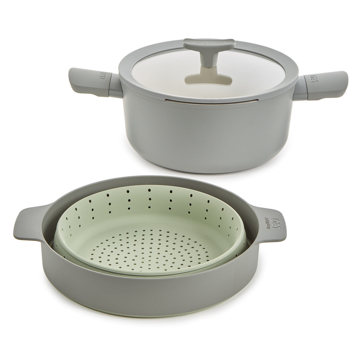 BergHOFF Balance 3Pc Nonstick Ceramic Steamer Set, Recycled Aluminum,