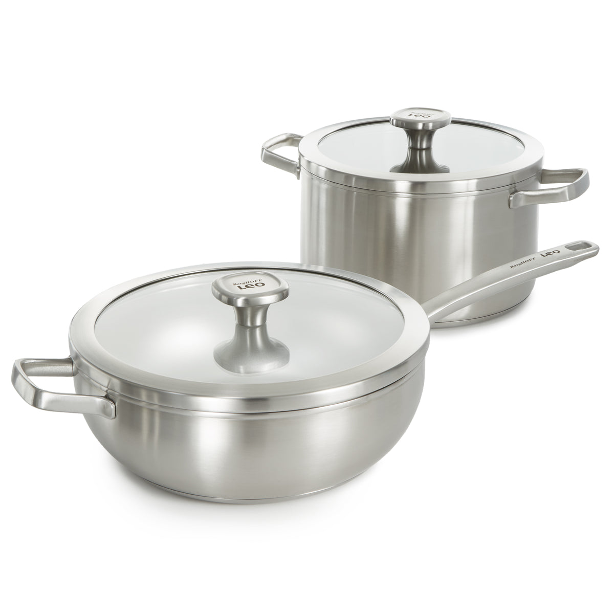 BergHOFF Leo Graphite 4Pc Cookware Set With Glass Lids, Recycled 18/10