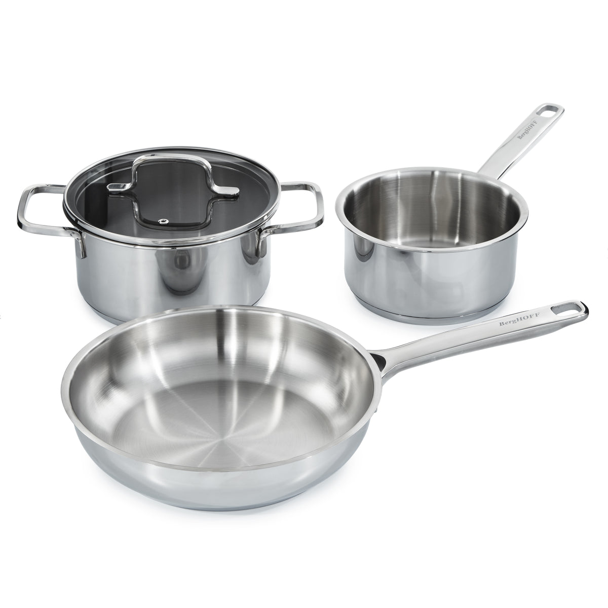 DiNA Helix 5pc Recycled 18/10 Stainless Steel Cookware Set, Glass Lids ...