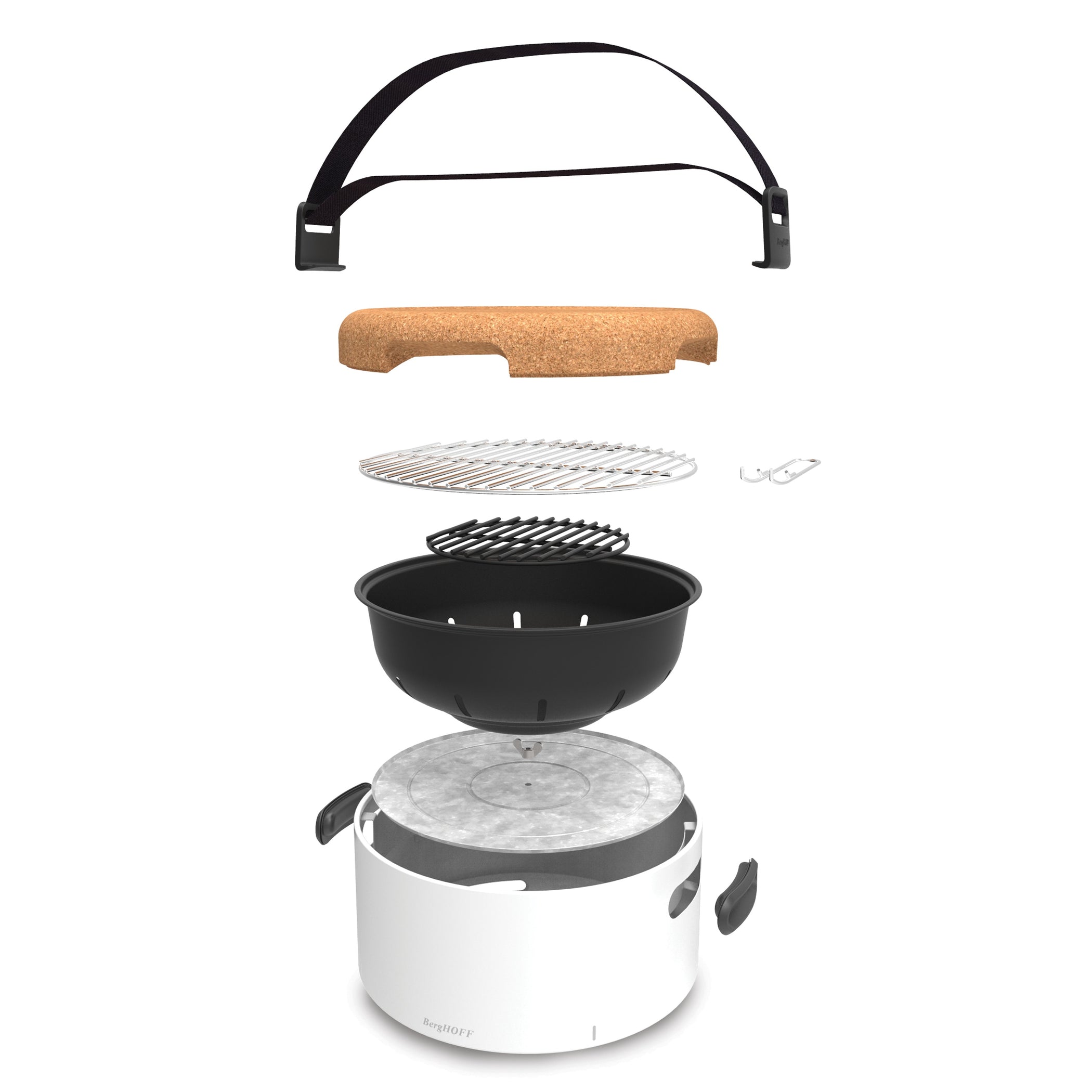 BergHOFF Leo Portable Tabletop Barbecue Charcoal Grill, White