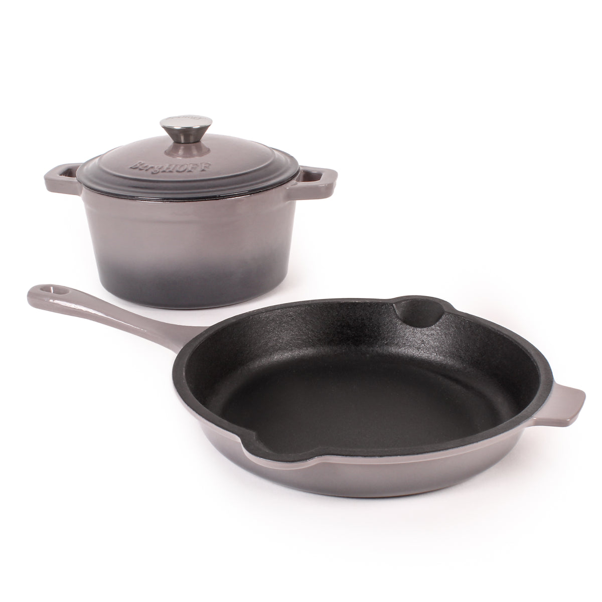 BergHOFF Neo 3pc Cast Iron Cookware Set, Fry Pan & Round Dutch Oven, O