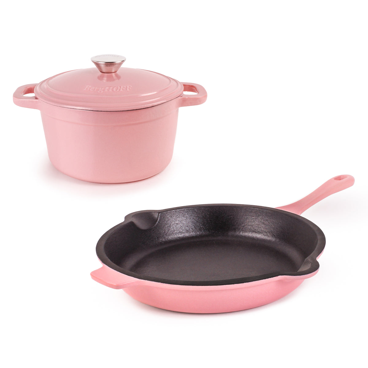 BergHOFF Neo 3pc Cast Iron Cookware Set, Fry Pan & Round Dutch Oven, P