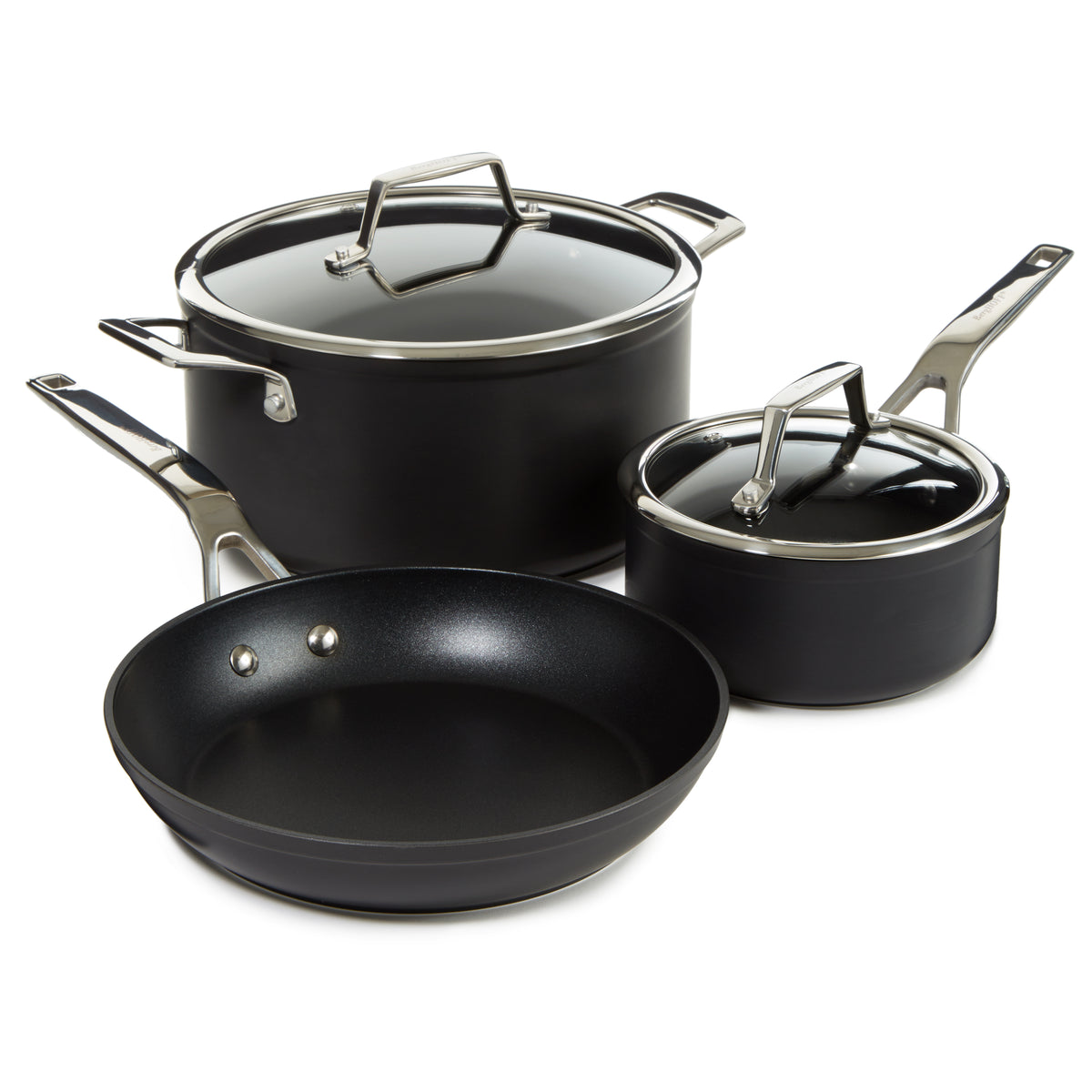 BergHOFF Essentials 5Pc Nonstick Hard Anodized Cookware Starter Set Wi